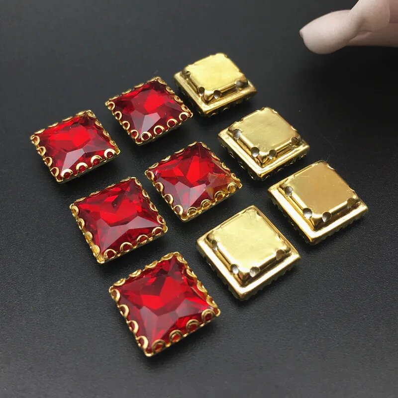 Квадратные стеклянные стразы золотистая основа 8 мм 10 мм 12 мм 14 мм 8mm 20pcs, siam