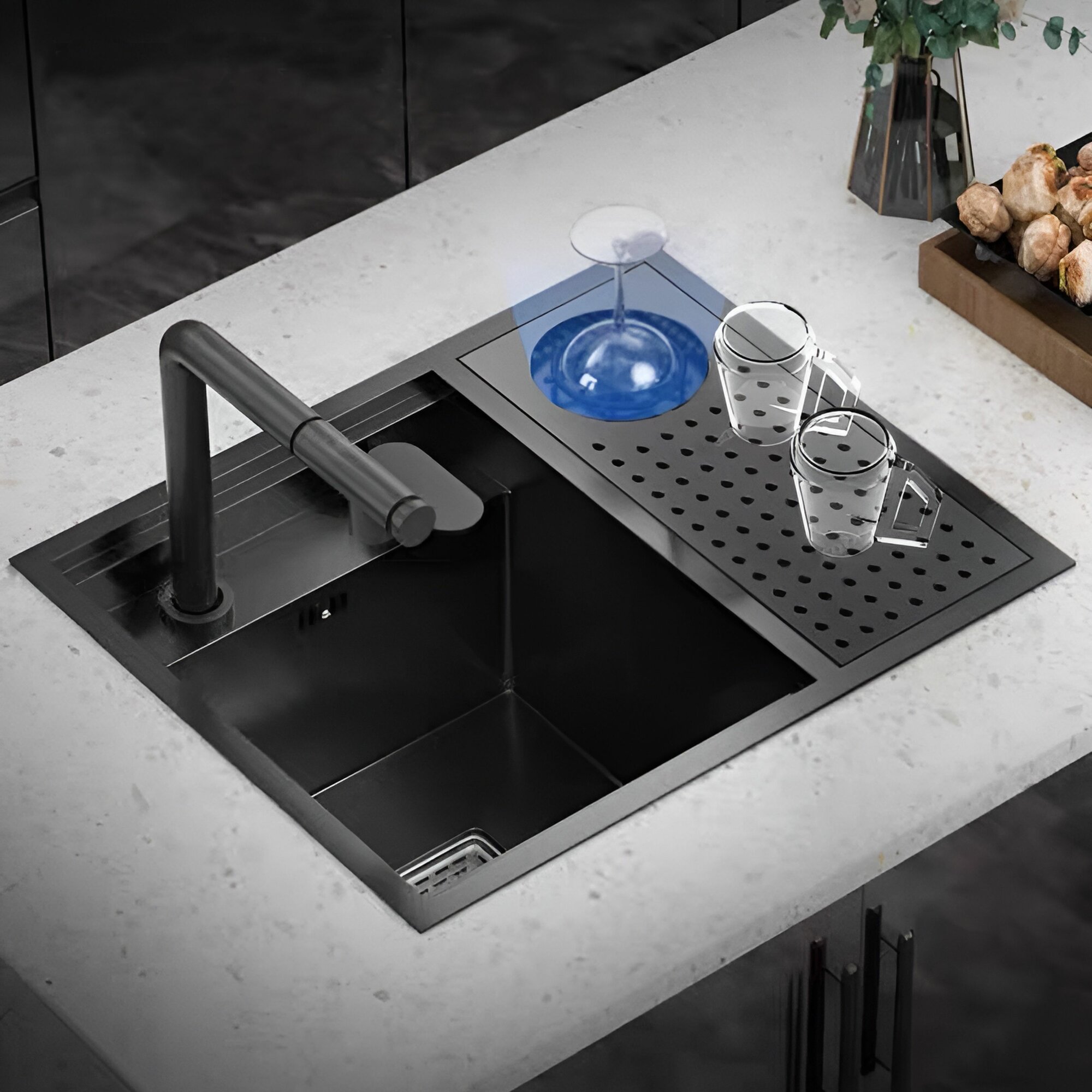 Мойка для кухни JAMESON Нержавеющая сталь марки 304 Многофункциональная скрытая кухонная мойка