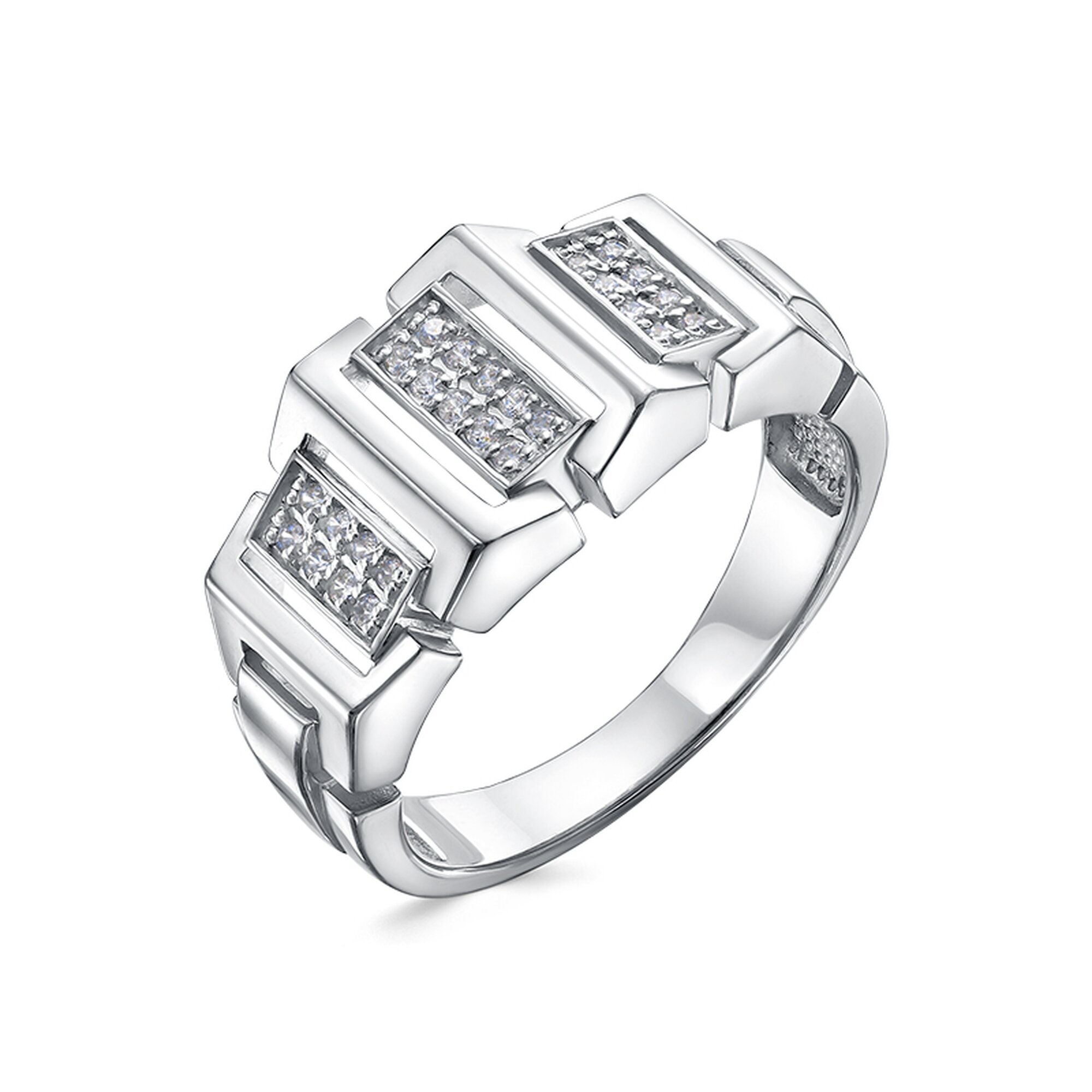 Кольцо Diamant online, серебро, 925 проба, родирование, фианит
