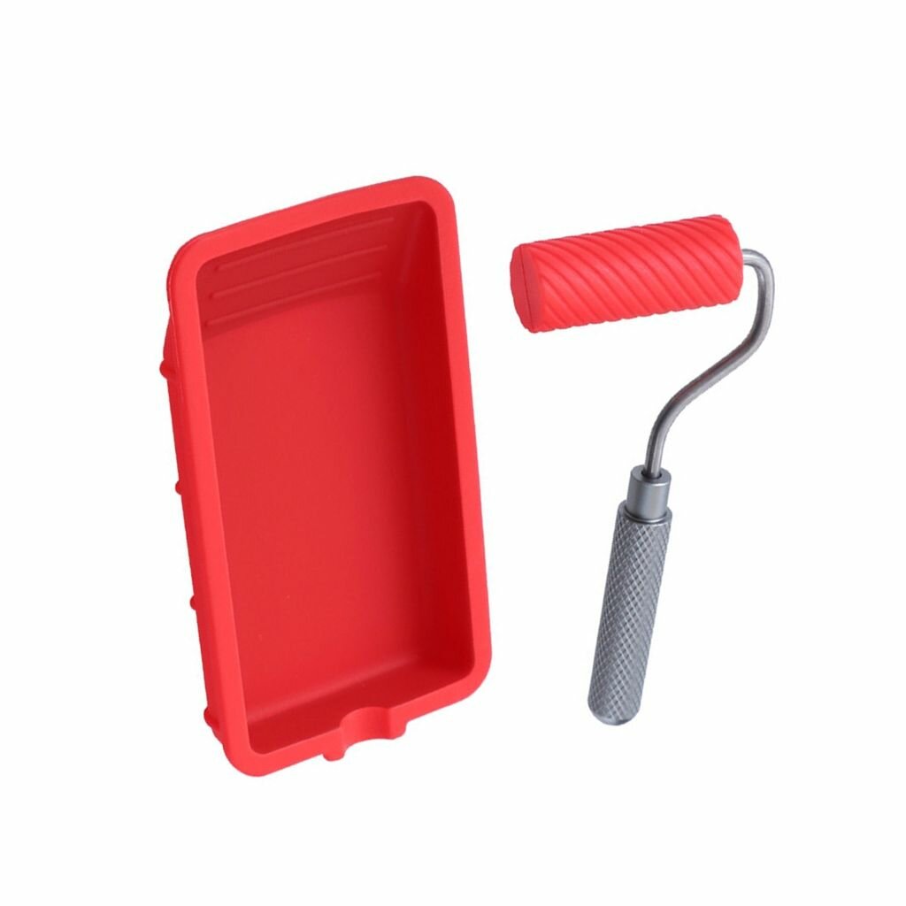 (1 комплект) Поддон для краски с силиконовой роликовой кистью