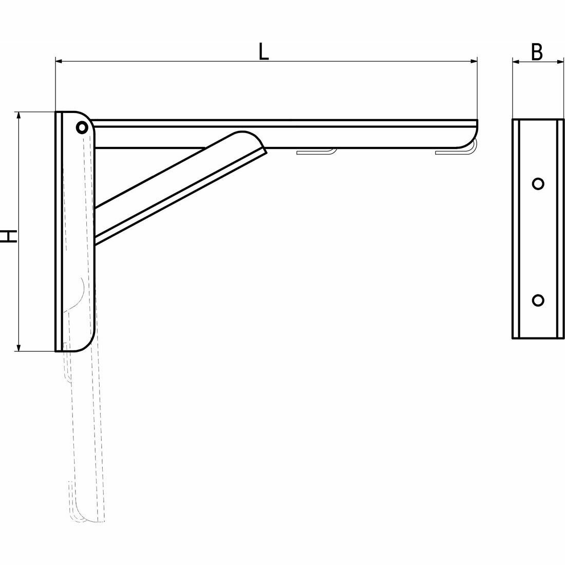 Полкодержатель складной 350x135x30 (Модель 2), черный, цена за 1 шт.