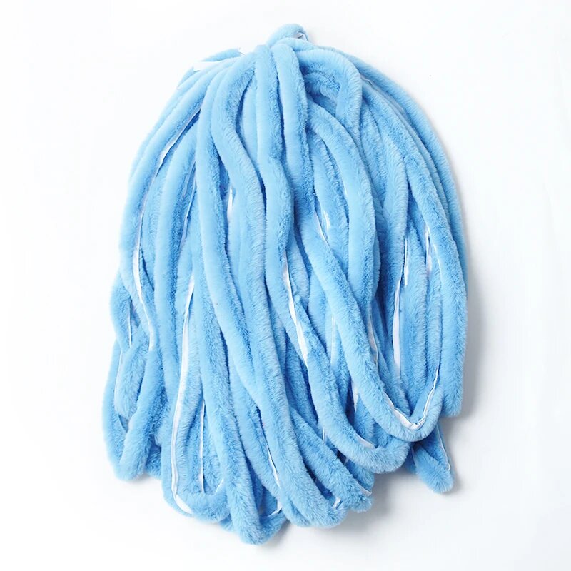 Ленты из искусственного кроличьего меха 1 метр небесно-голубой