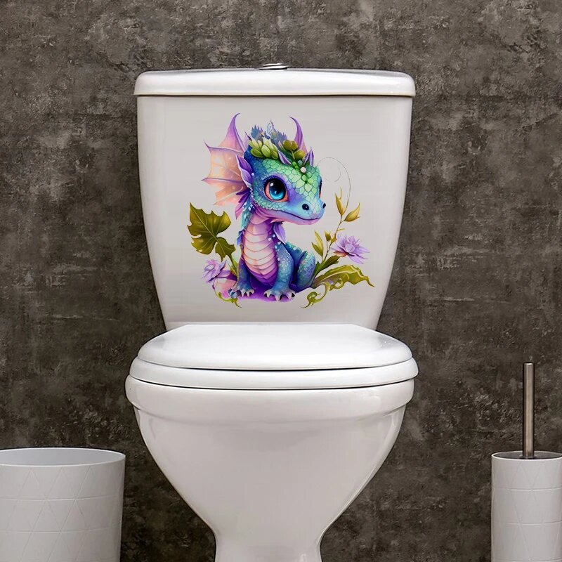 Т296 # Наклейка на унитаз с мультяшными животными, наклейка на крышку унитаза для ванной комнаты, наклейки на стену, аксессуары для туалета, забавное украшение для дома, ванной комнаты