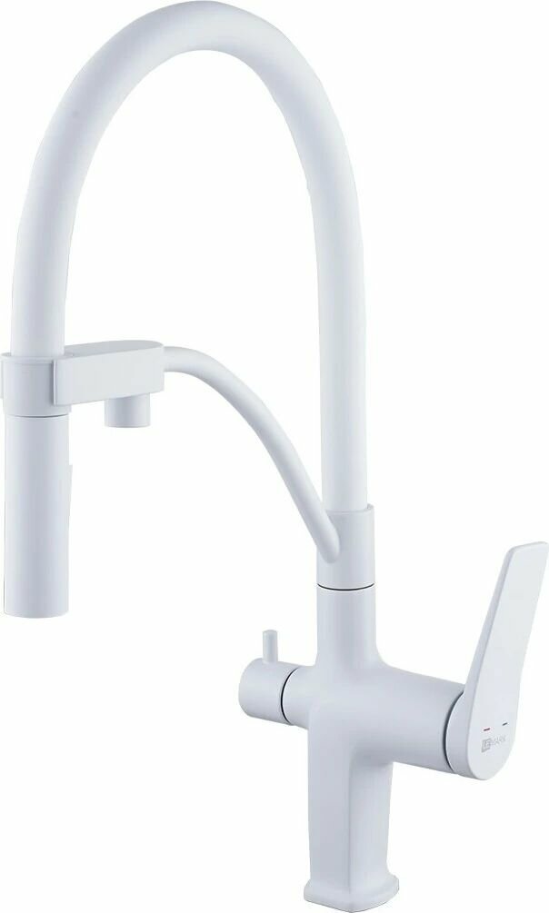 Смеситель Lemark Bronx LM3761MW для кухонной мойки, с подключением к фильтру с питьевой водой, белый матовый