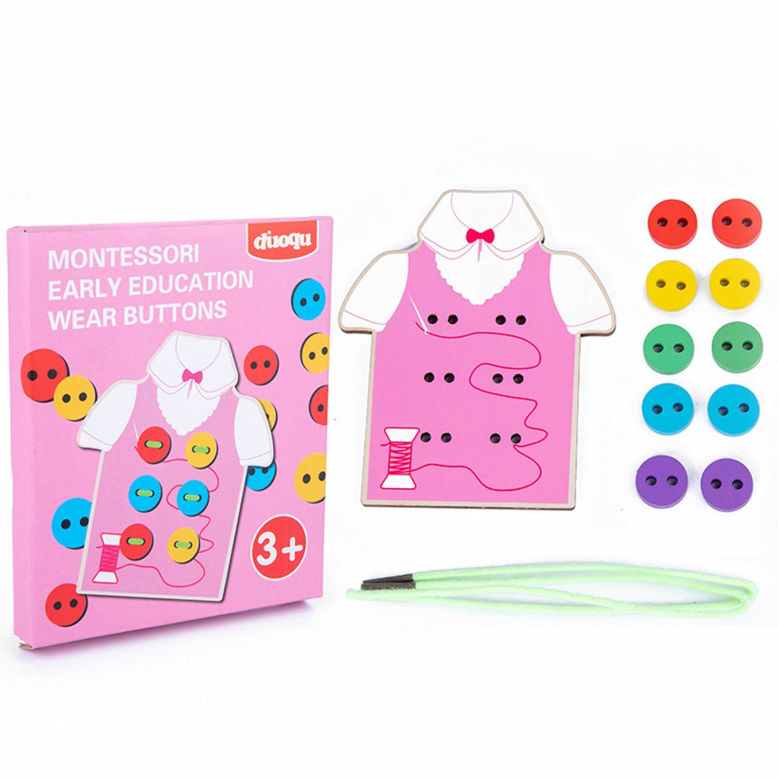 (1 штука) Деревянная игрушка для вышивания нитками-порошок пуговиц от одежды