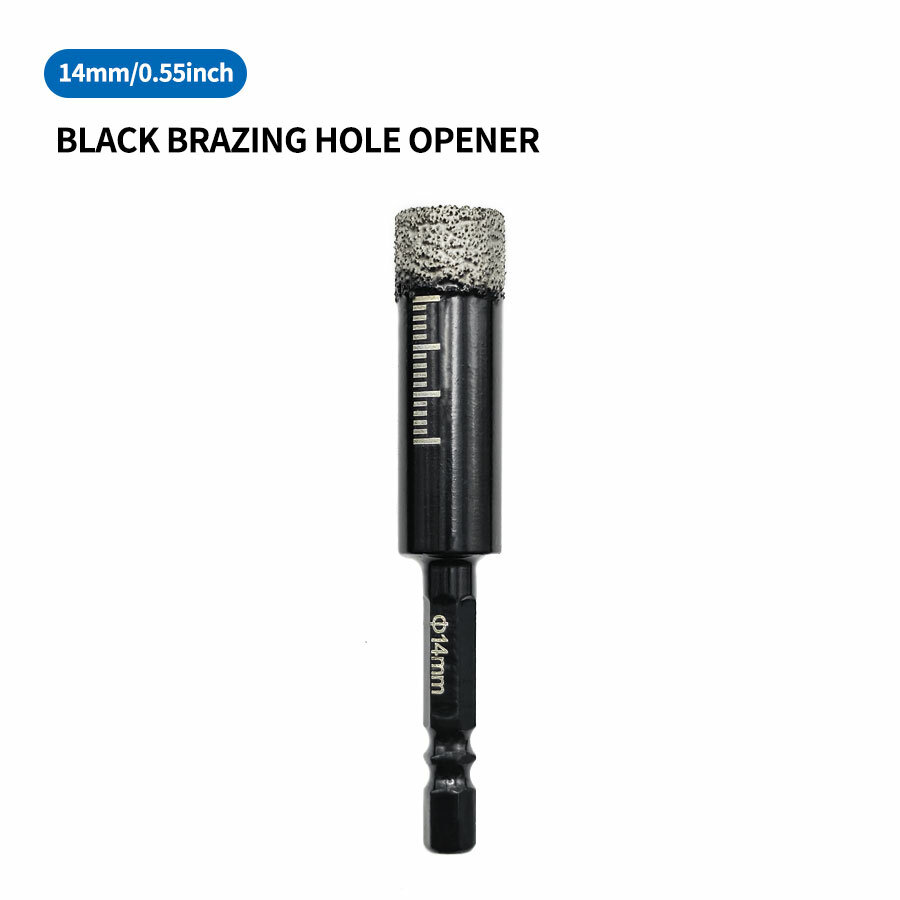 Алмазные сверла, вакуумно паяные, 14 мм, для сухого сверления, шестиугольные, черные