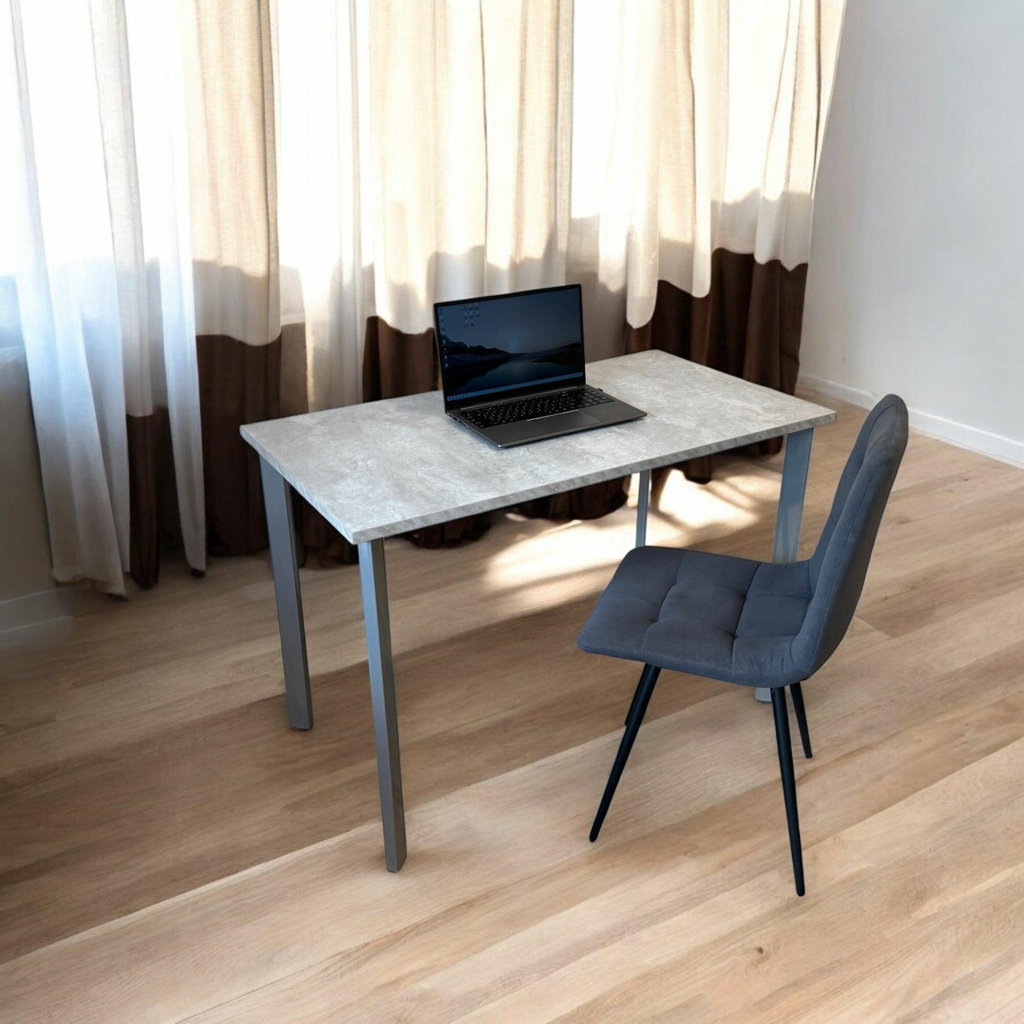 Письменный стол/ цвет столешницы Бетон светлый, 120*60 см. Ножки серый хром