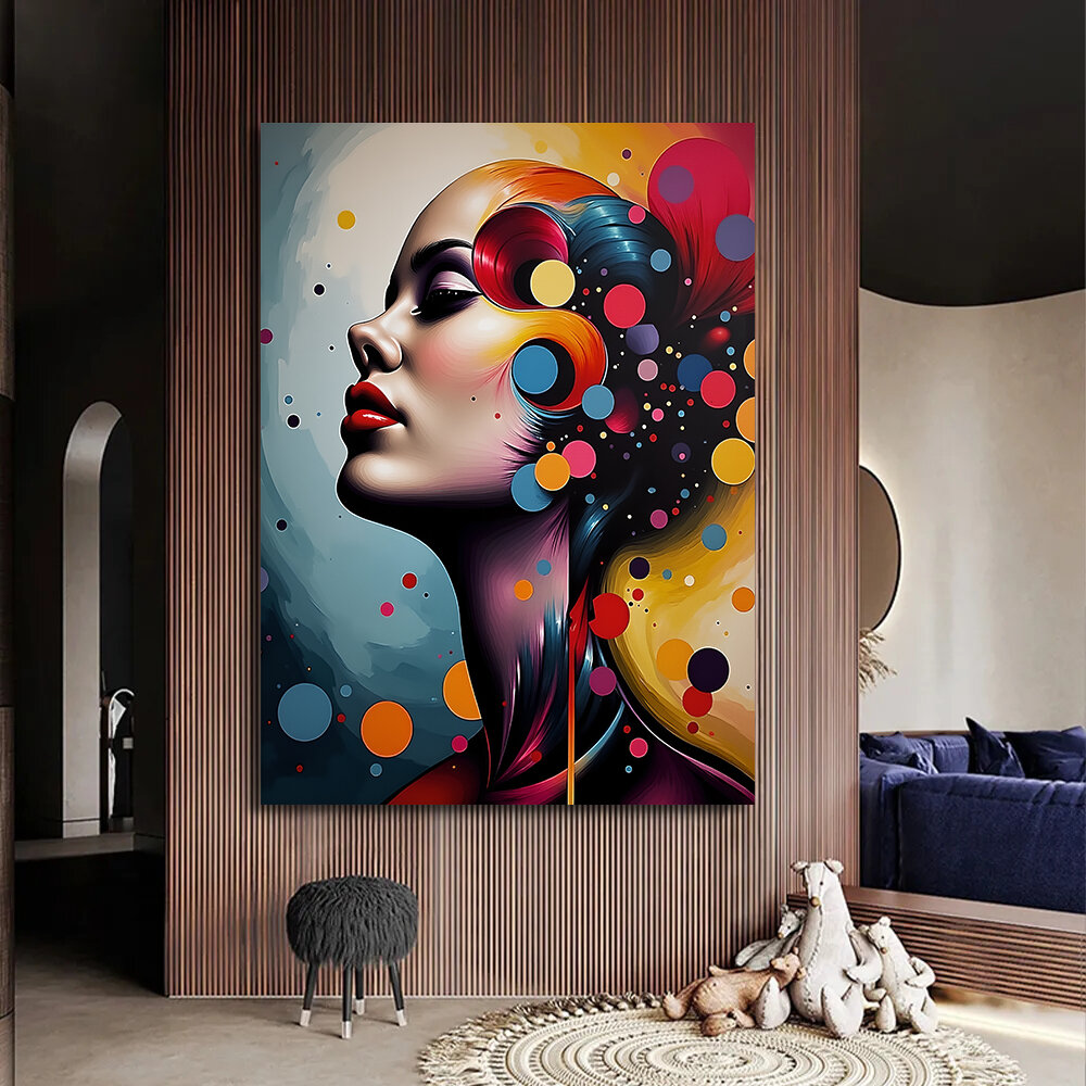 ПОП АРТ / силуэт девушки, яркая картина на стену / в гостинную, 40х60 см.