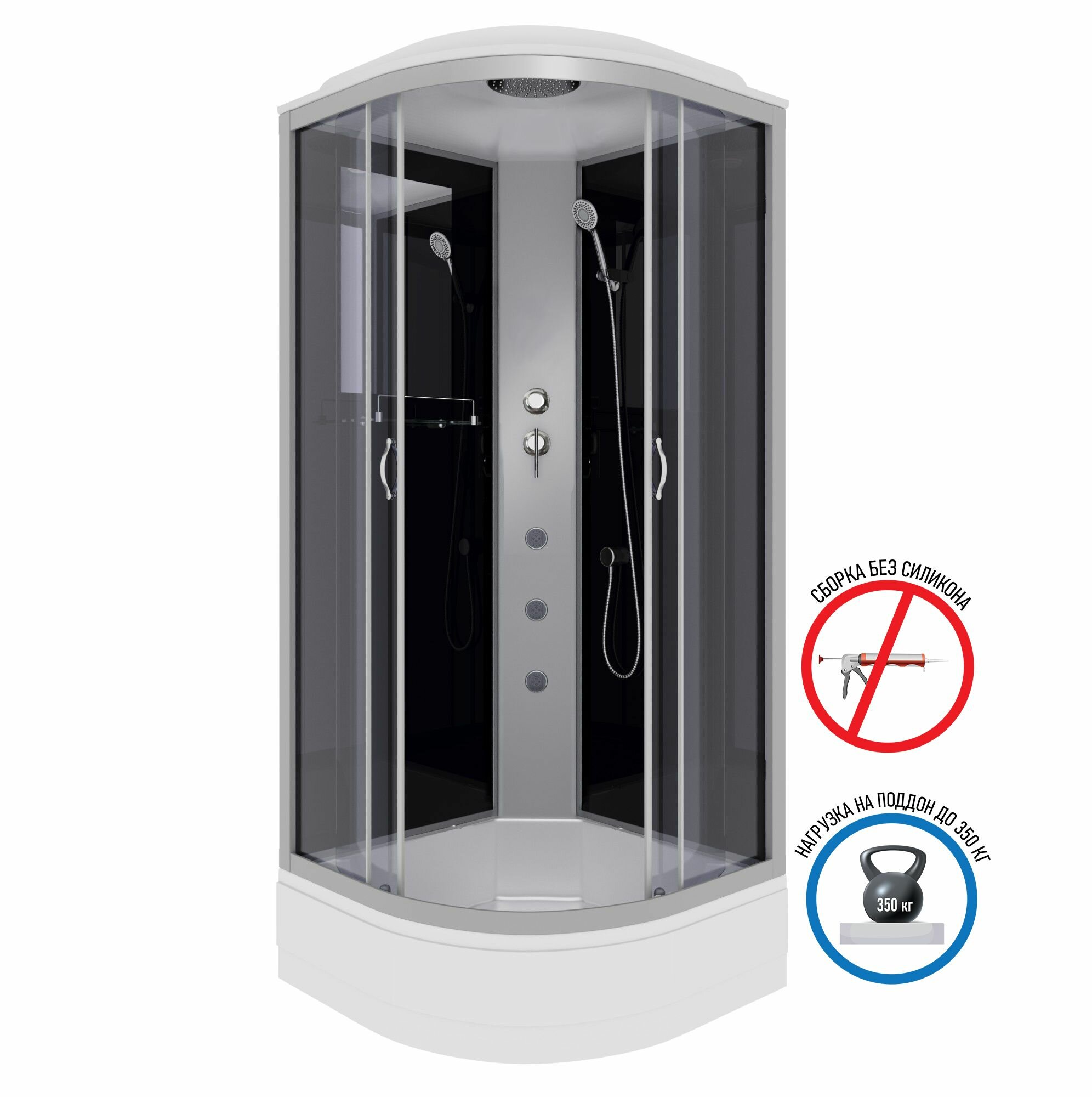 Душевая кабина Niagara Classic NG-3502-14G (100х100х215) средний поддон(26см), стекло тонированное,4 места