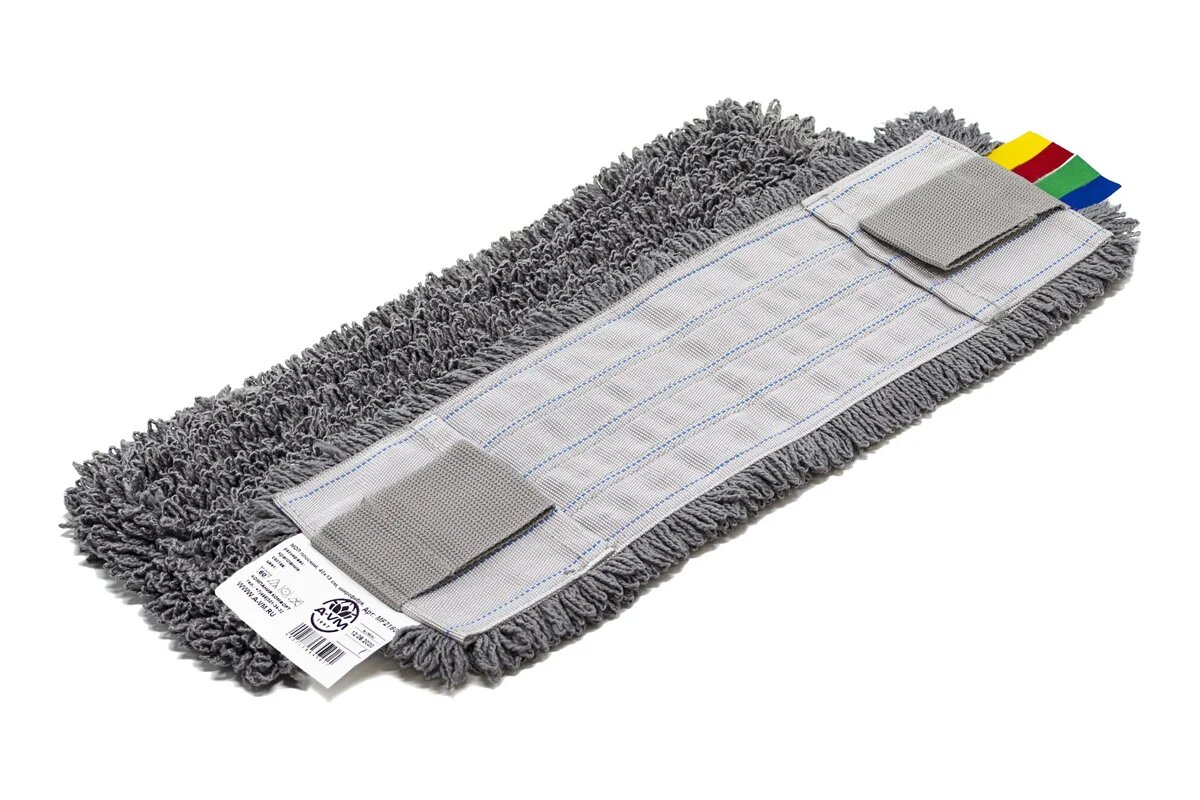 МОП плоский A-VM 40x13 см, микрофибра, петлевой, ухо+карман, серый MF2160 для уборки