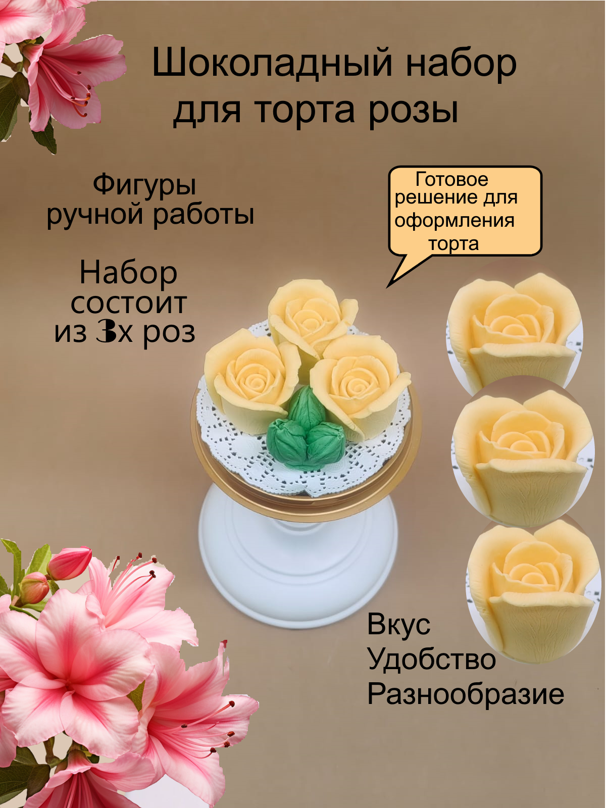 Съедобное украшение для торта " Розы"