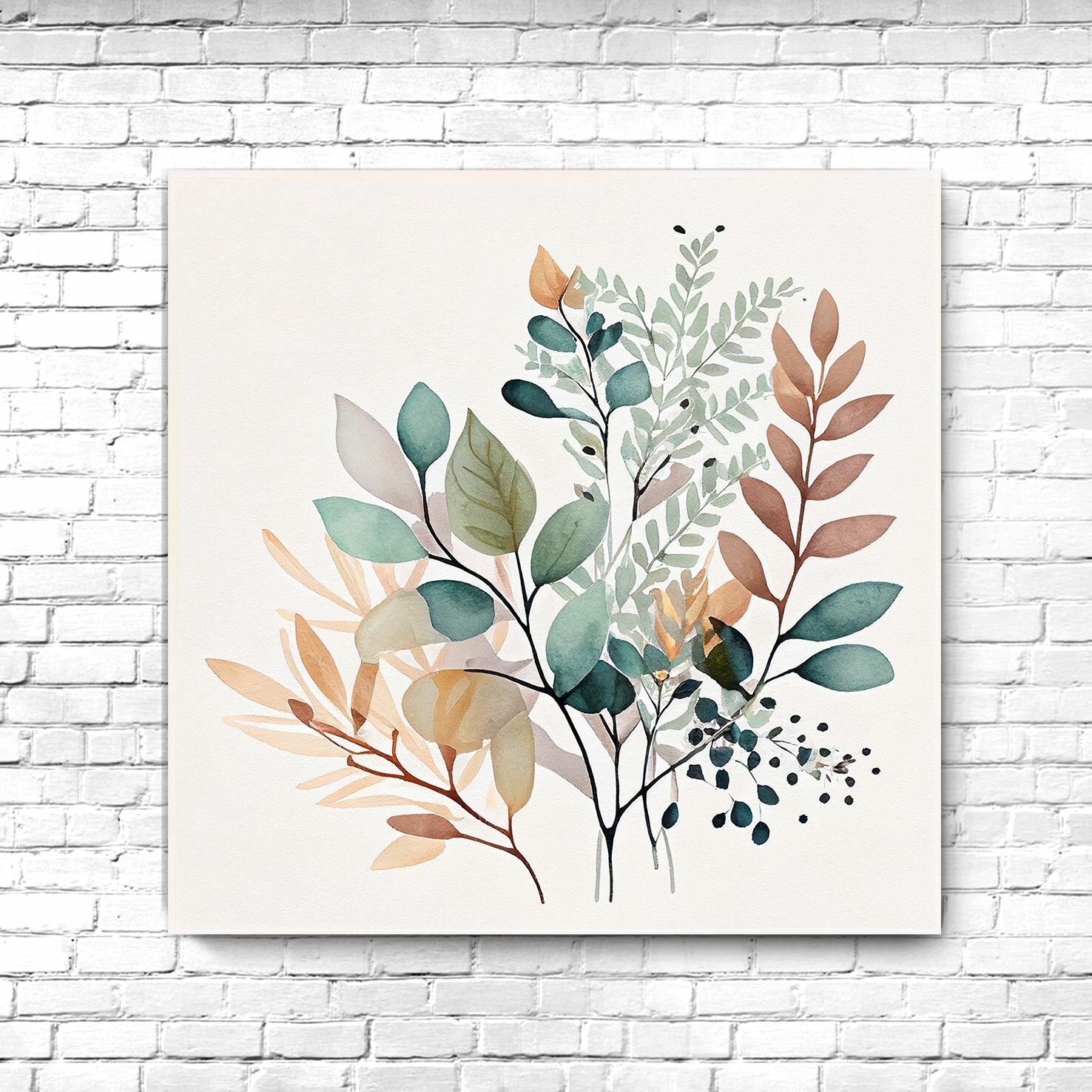 Интерьерная картина "Акварельная абстракция" на натуральном хлопковом холсте, большая, размер 70х70