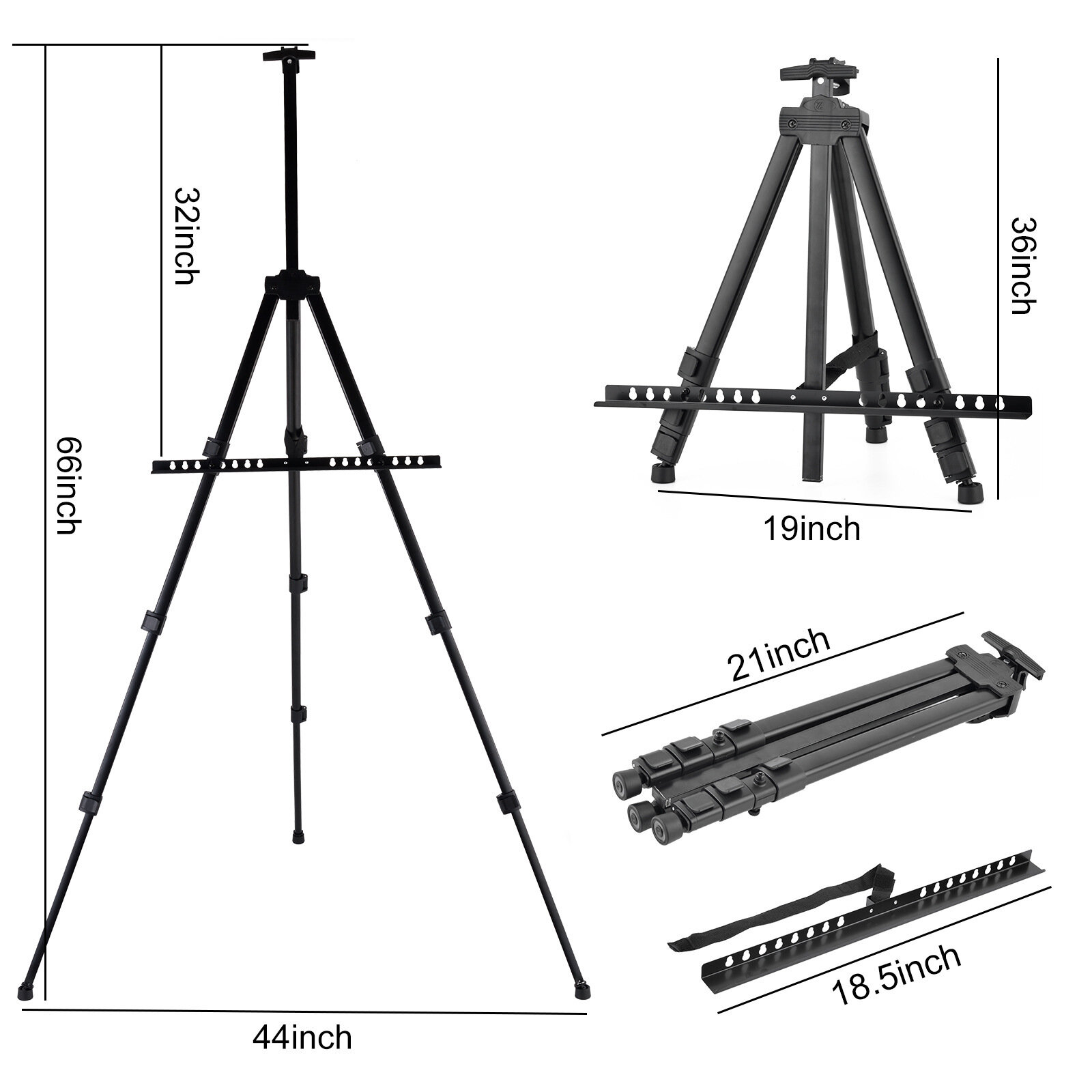 Мольберт POP-дисплей Amazon, 4 секции, телескопический, металлический, черный