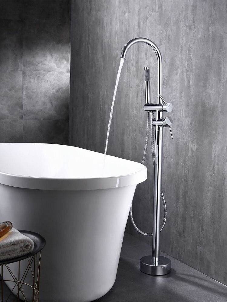 Однорычажный напольный смеситель для ванны и душа с душевой лейкой SIKAIQI SQ13219CP, латунь