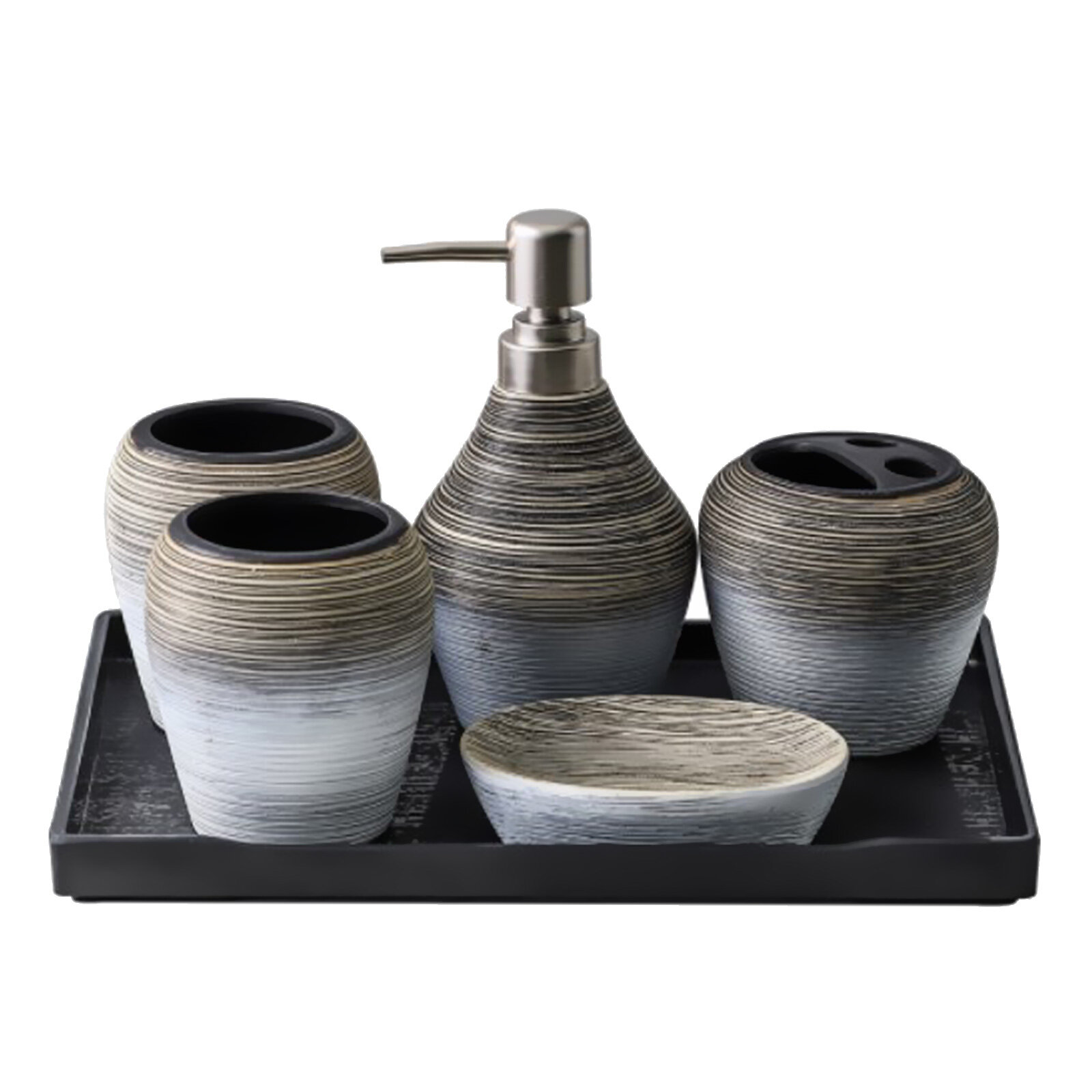 Набор туалетных принадлежностей для ванной комнаты из керамики ручной работы, набор из 5 предметов, матовый винтажный набор принадлежностей для ванной комнаты