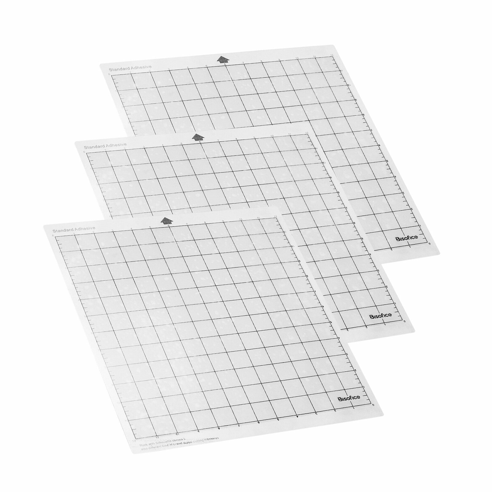 Специальная подкладка для режущего плоттера Bisofice, 12 дюймов, сменная измерительная сетка, прозрачный клейкий коврик из полипропилена с прозрачной пленкой для плоттера Silhouette Cameo, 3 шт.