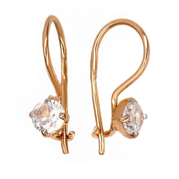 Серьги, красное золото, 585 проба, фианит