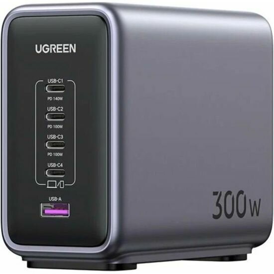 Зарядное устройство UGREEN CD333 (90903B) Nexode 300W 5-Port PD GaN Fast Desktop Charger EU. Цвет: серый.