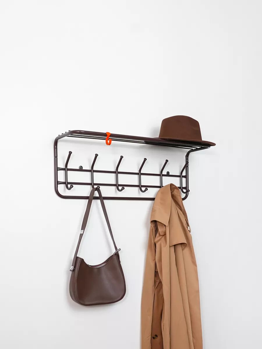 Вешалка настенная ЗМИ для одежды в прихожую, металлическая, цвет коричневый