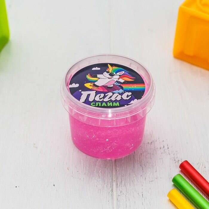 Слайм Прихлоп "Пегас", битое стекло, розовый, 90 г, для детей от 3 лет