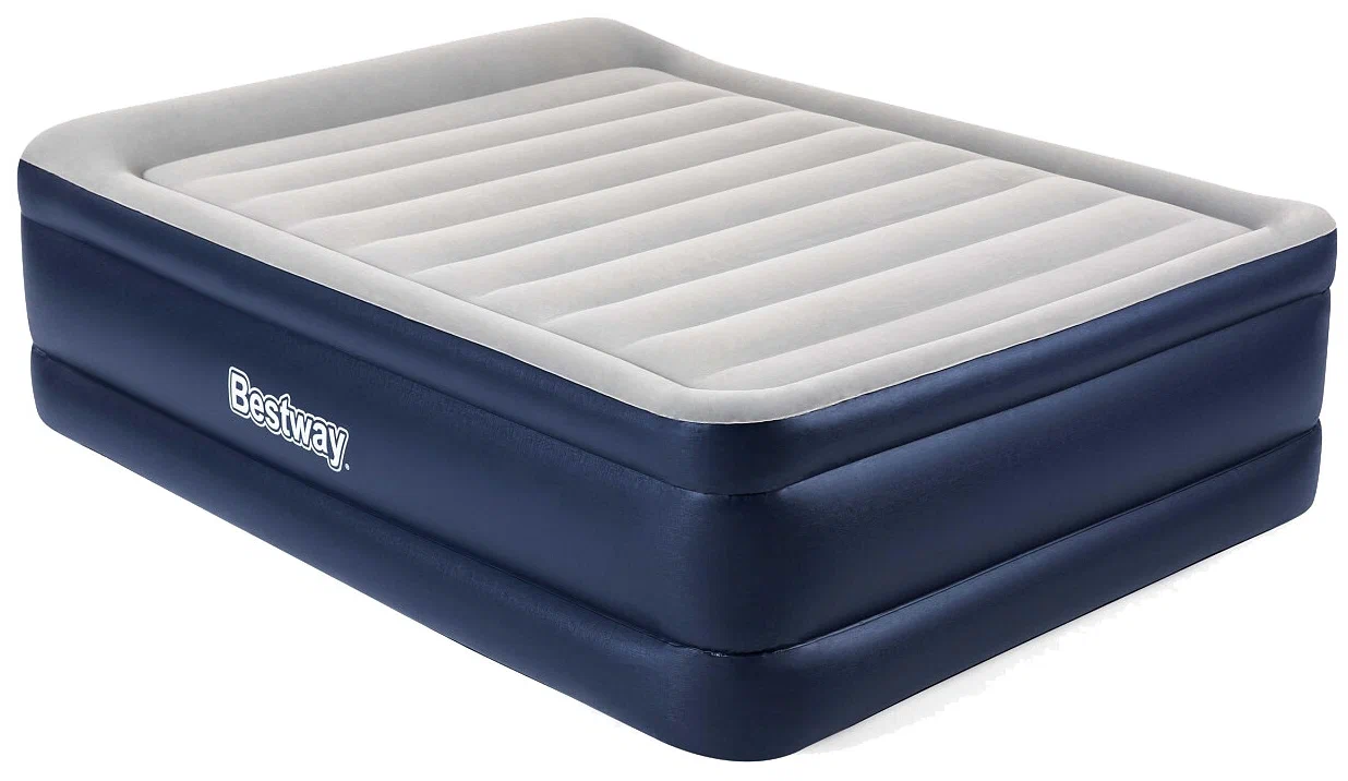 Надувная кровать-матрас 152х203х61 см с подголовником, встр. насос 220В, до 300кг Bestway 67690