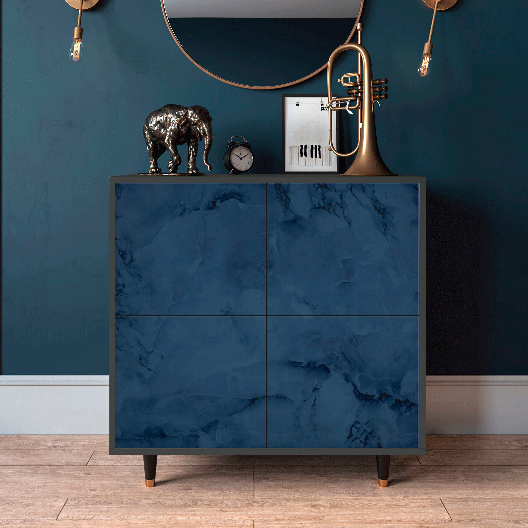 Комод - STORYZ - BS3 Endless Galaxi, Размер - 94 x 96 x 48 см, Цвет корпуса - Антрацит