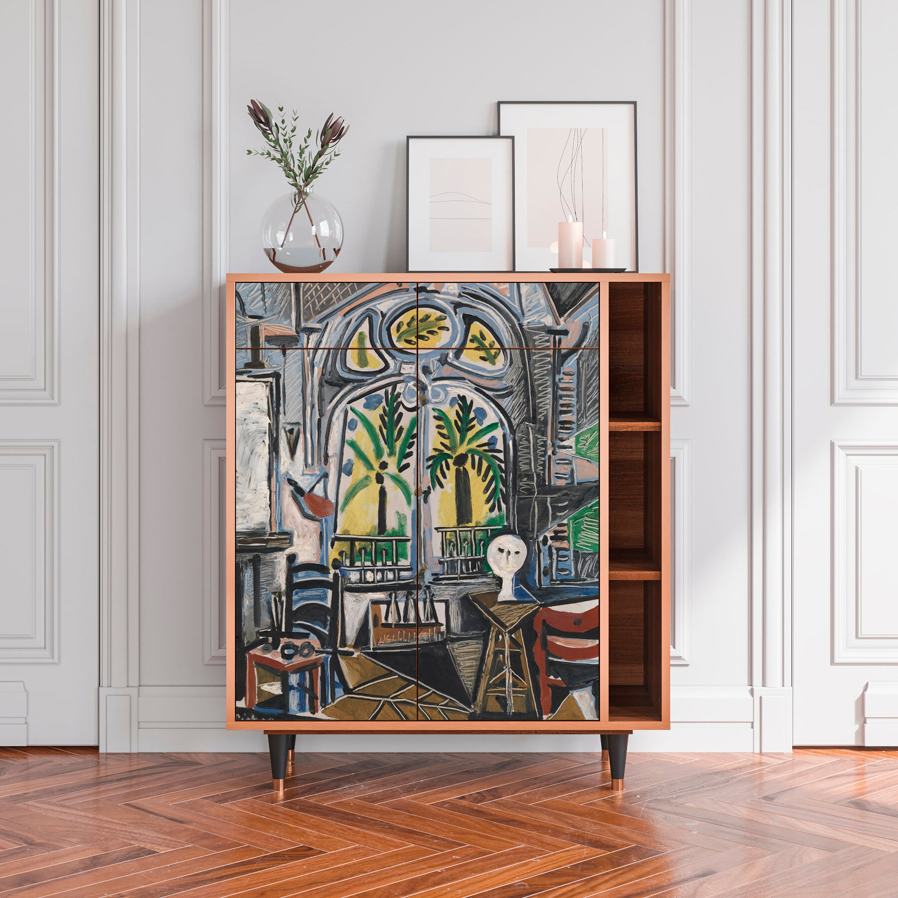 Комод - STORYZ - BS6 The Studio by Pablo Picasso, Размер - 94 x 110 x 41 см, Цвет корпуса - , Орех