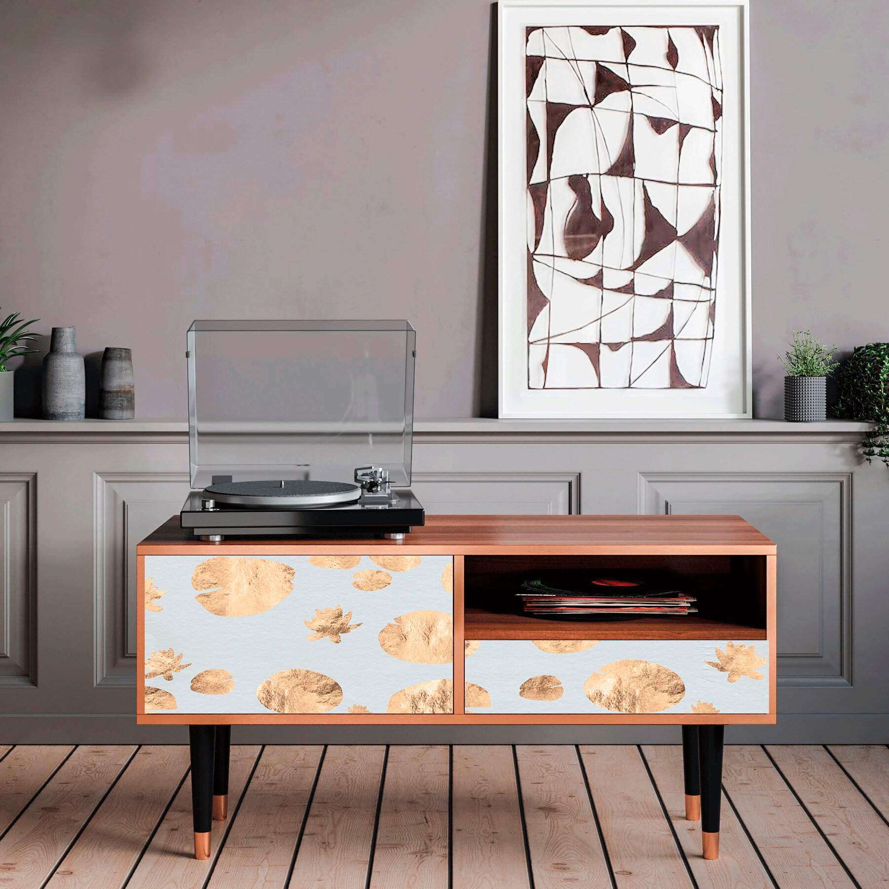 ТВ-Тумба - STORYZ - T3 Blue Giraffe, Размер - 115 x 59 x 48 см, Цвет корпуса - , Орех
