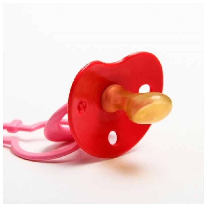 Соска-пустышка "Мур-мур", латексная, классическая, с держателем, на прищепке, для детей и малышей, цвет розовый