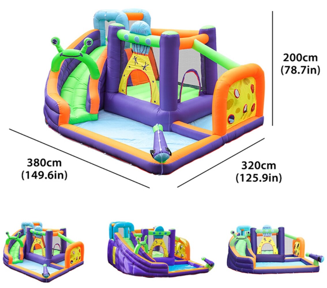 Детский надувной замок с горкой и батутом, Надувная складная игровая площадка