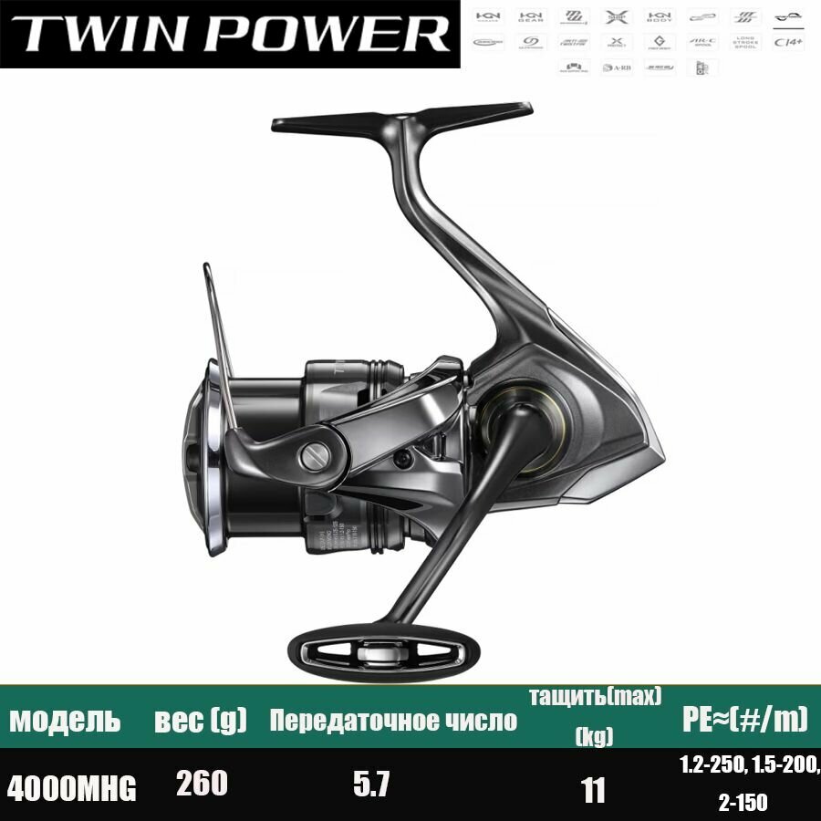2024 SHIMANO TWINPOWER 4000MHG Рыболовное Свиток Рыболовное колесо