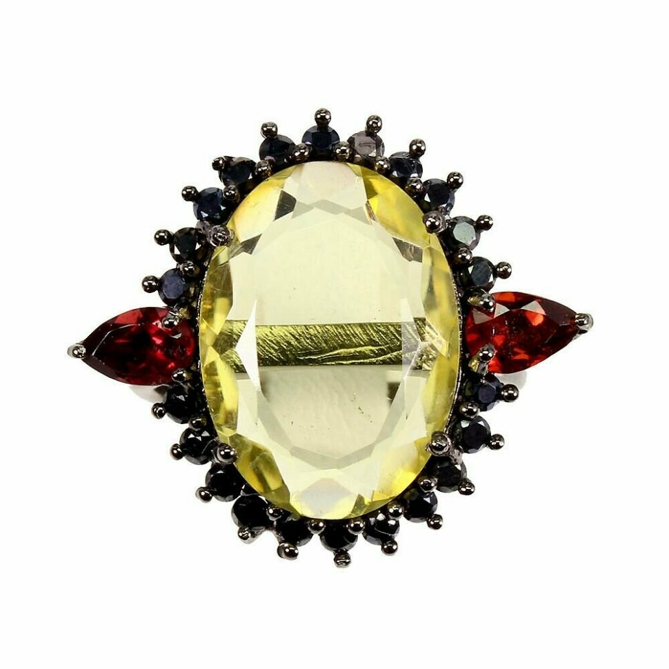 Кольцо помолвочное, серебро, 925 проба, чернение, кварц