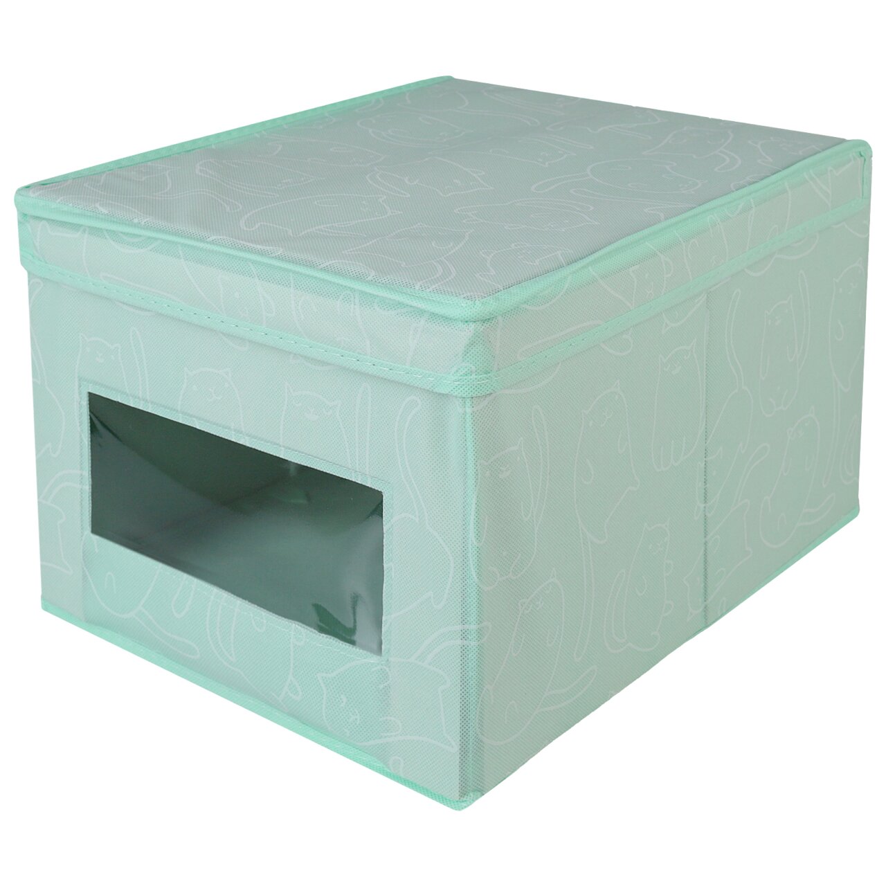 Домовой кофр 40х30х25 складной с крышкой и прозрачным окном из нетканого материала