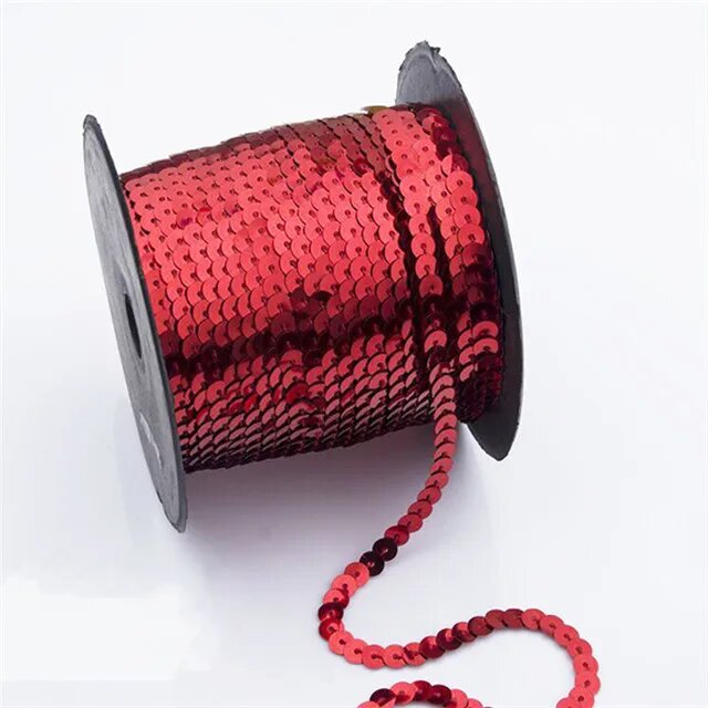 Лента с пайетками Lucky Sewing 6мм 5 ярдов 7 цветов Red