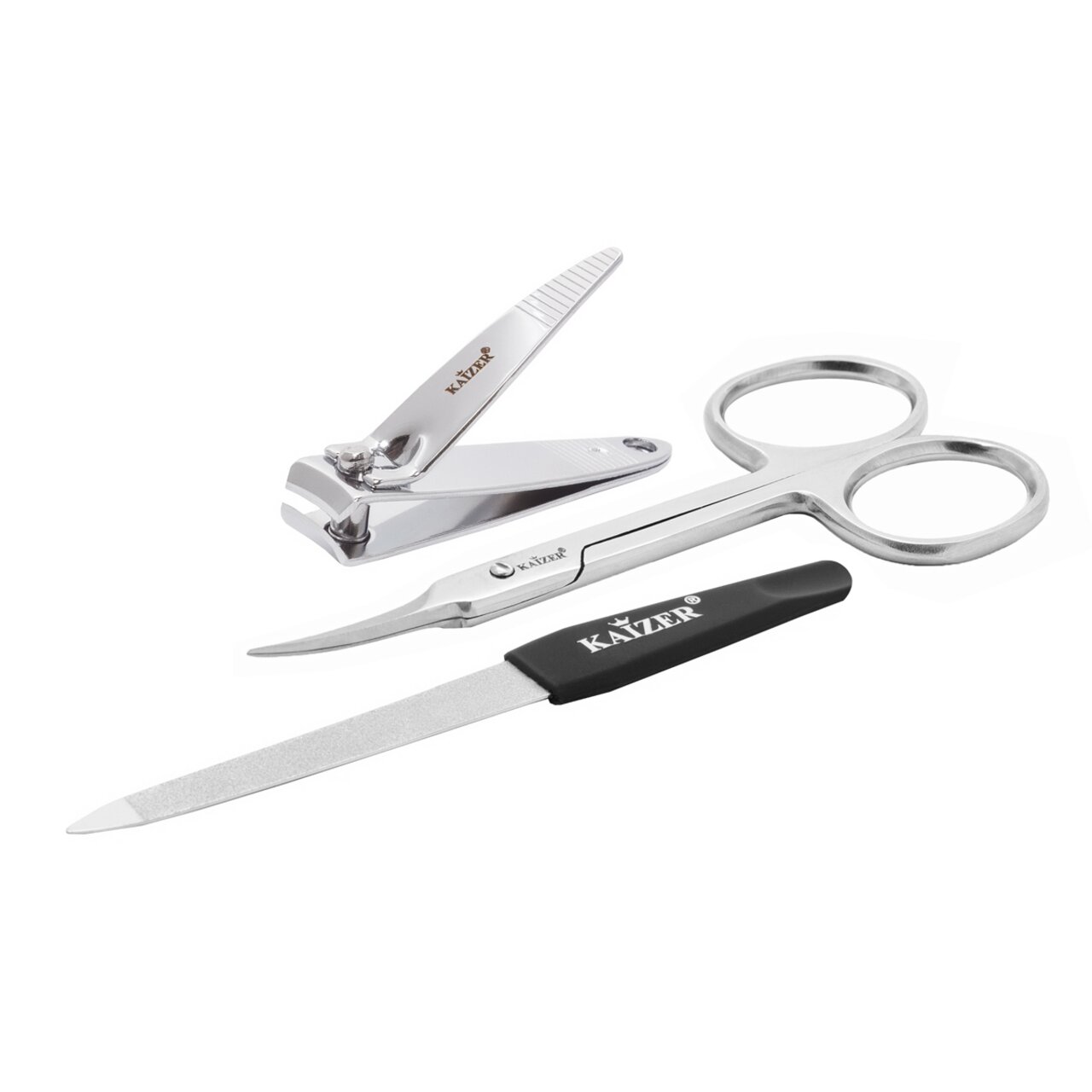 Набор Kaizer 3 предметаножницы, клиппер и пилка для маникюра и педикюра дома