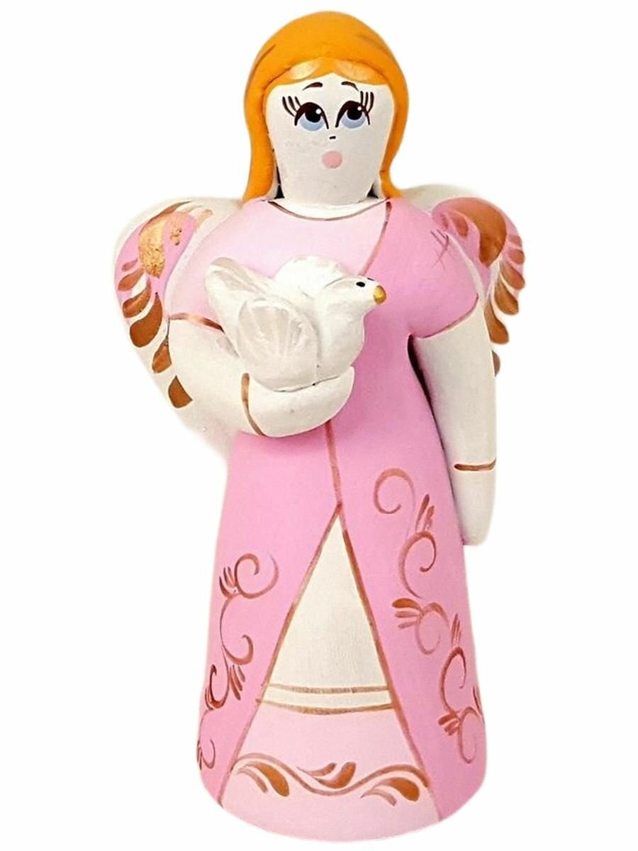 Ангел средний с голубкой-1, Ковровская глиняная игрушка, ручная авторская работа