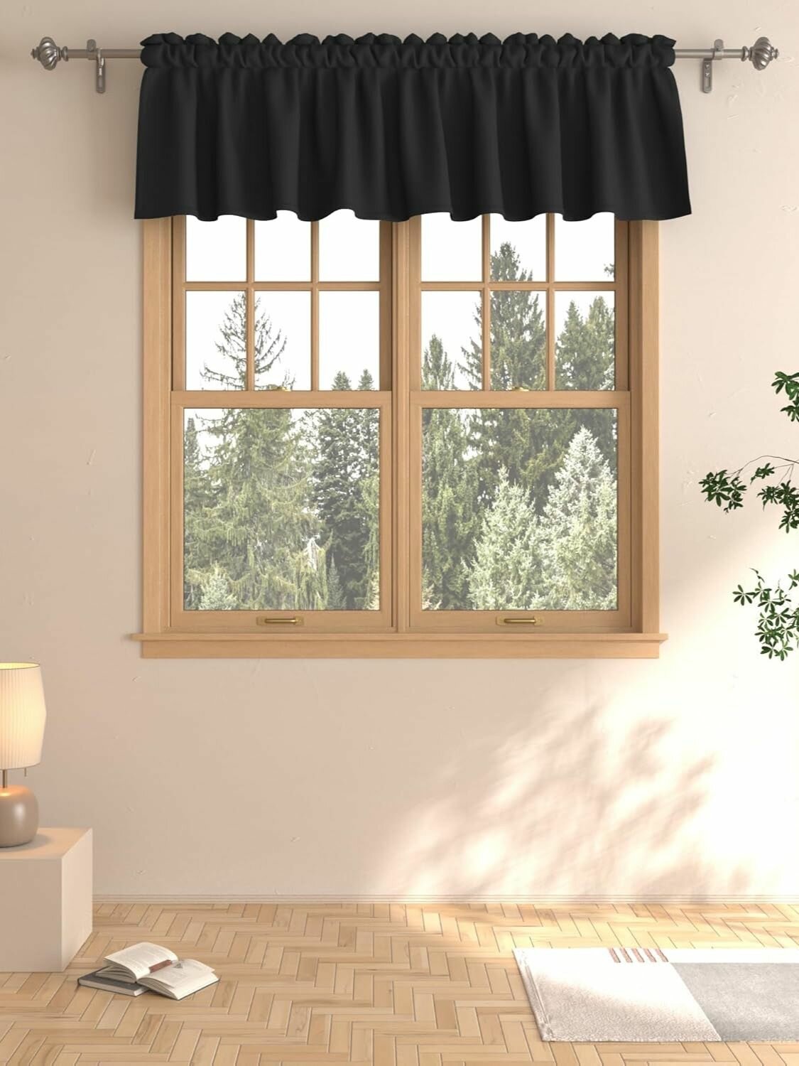 Ламбрекен для кухни на окна из плотной ткани на ленте под крючки арт. БКЛАМ-939 цвет черный