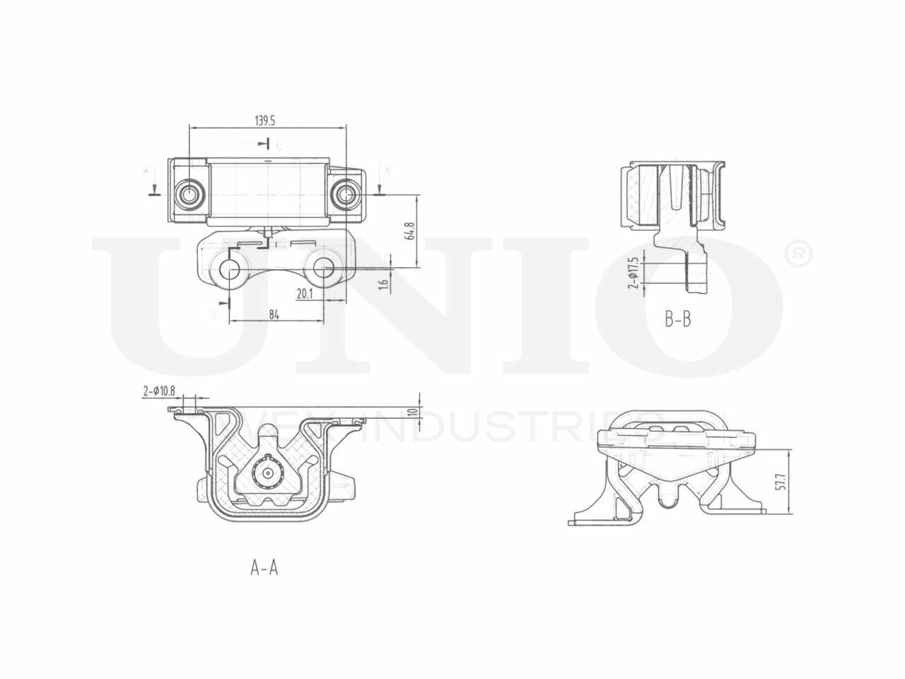 Опора двигателя передняя правая, для Опель Корса C 00-, Мерива A 04-, Opel Corsa Meriva 04-, артикул RMP-15139, производителя UNIO