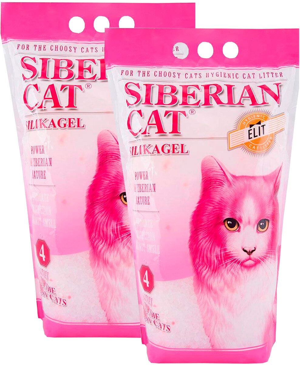 Сибирская кошка элитный наполнитель силикагелевый для привередливых кошек (4 + 4 л)
