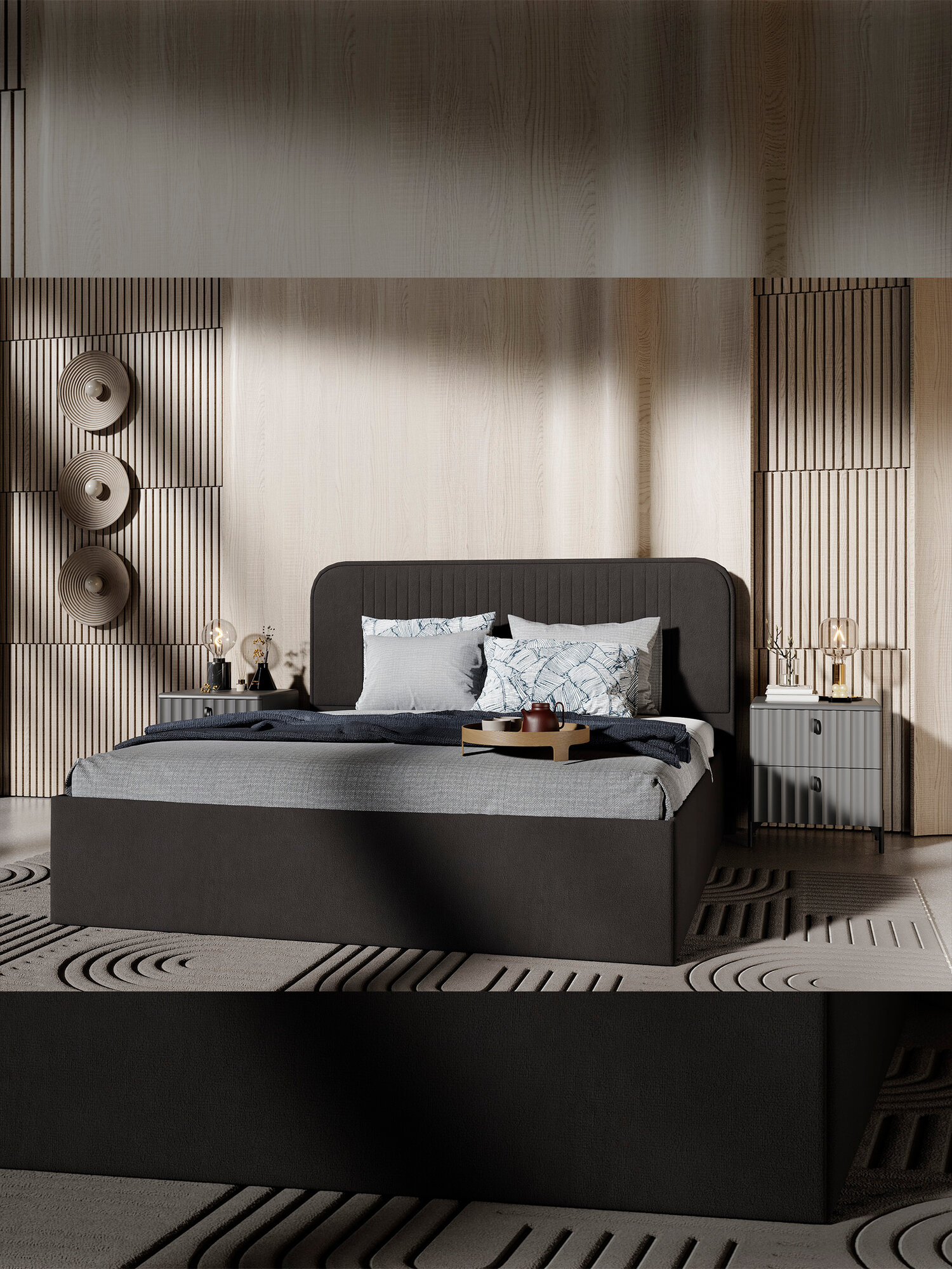 Тиффани кровать c подъемным механизмом (1600) Тип 1 Велюр Графит