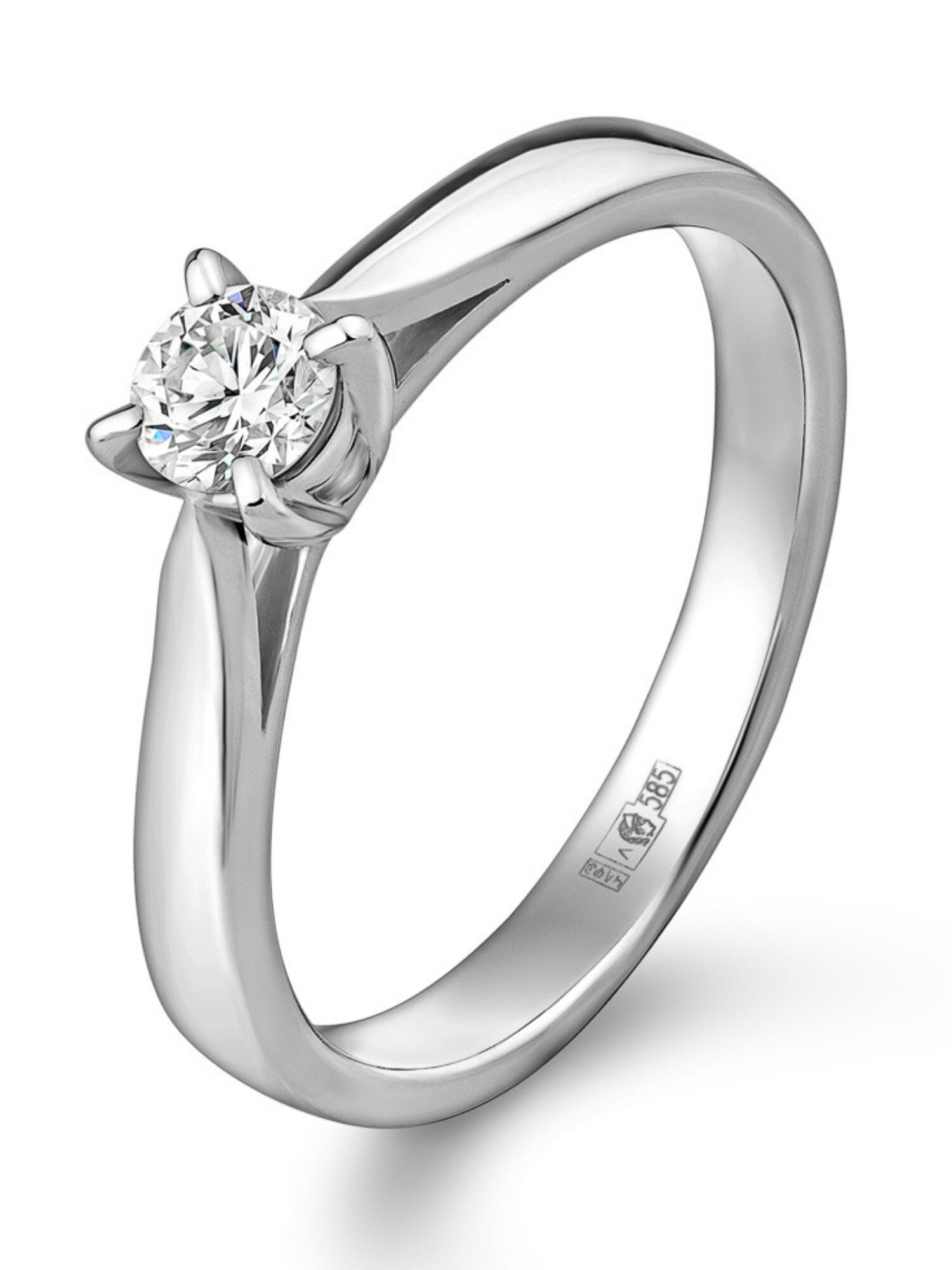 Кольцо помолвочное, белое золото, 585 проба, бриллиант