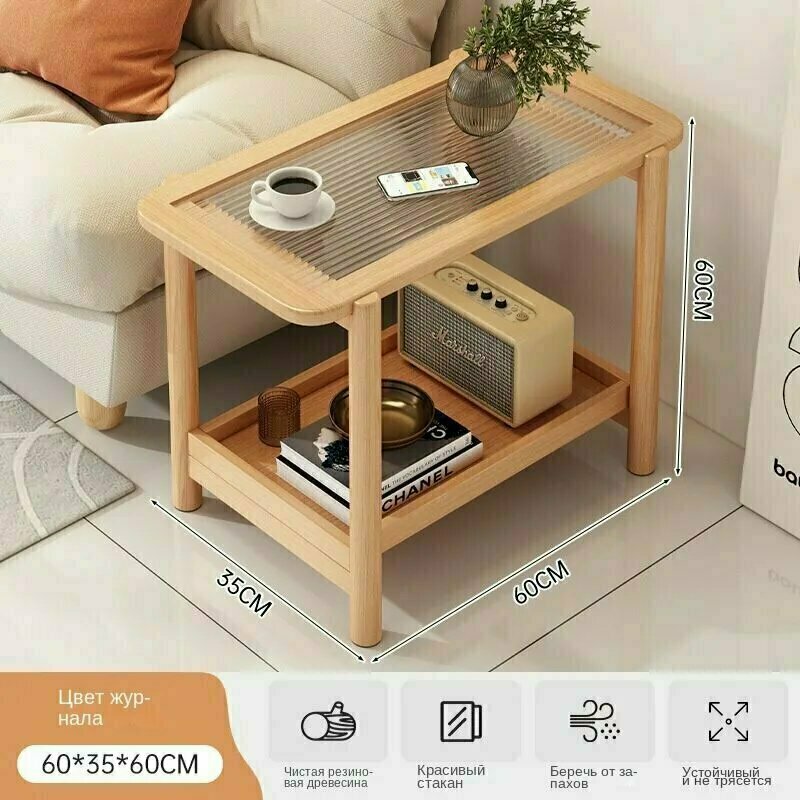 Приставной столик арт-деко 35x60x60см, универсальный, угловой, массив дуба