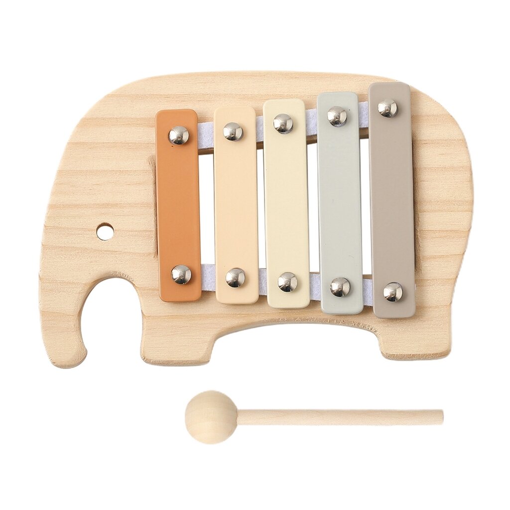 Музыкальная развивающая игрушка ксилофон с 5 нотами из мультфильма для детей с дизайном слона