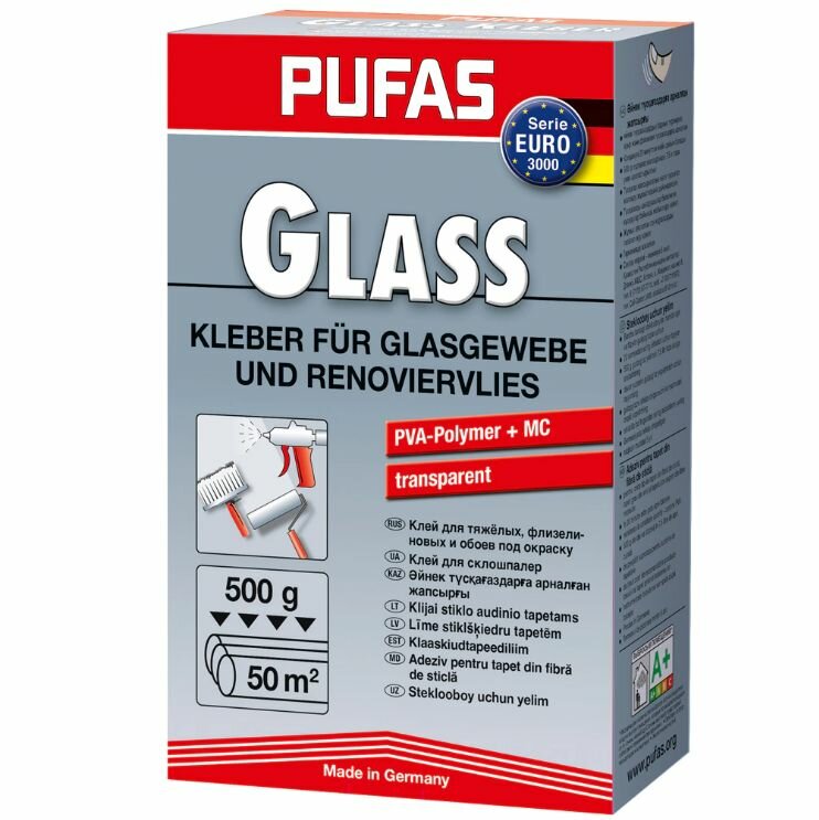Клей для стеклообоев и обоев под покраску PUFAS Euro 3000 Glass 500 г