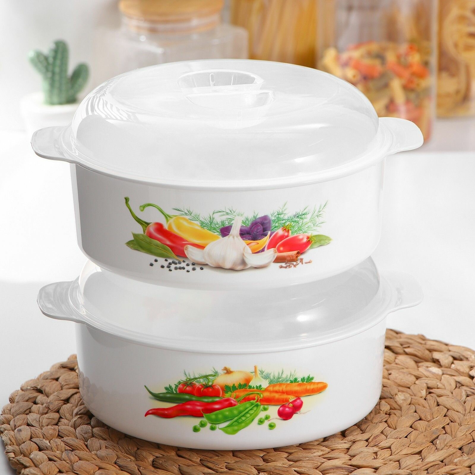 Кастрюля для СВЧ-печи, 2,1 л, пластик, микс