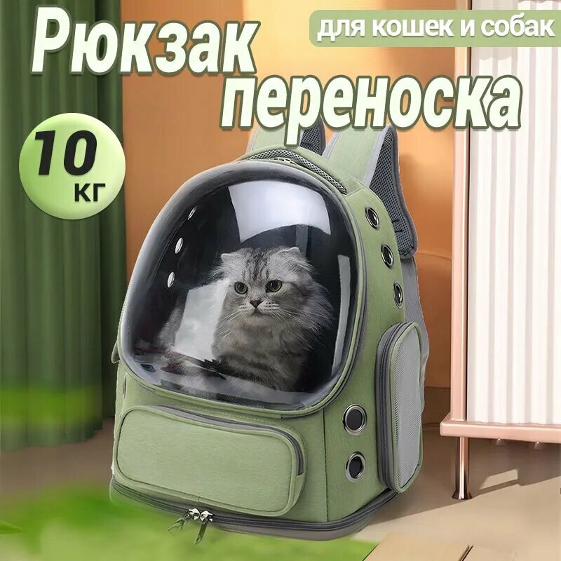 Переноска "Рюкзак", для мелких животных, пластик, цвет зеленый
