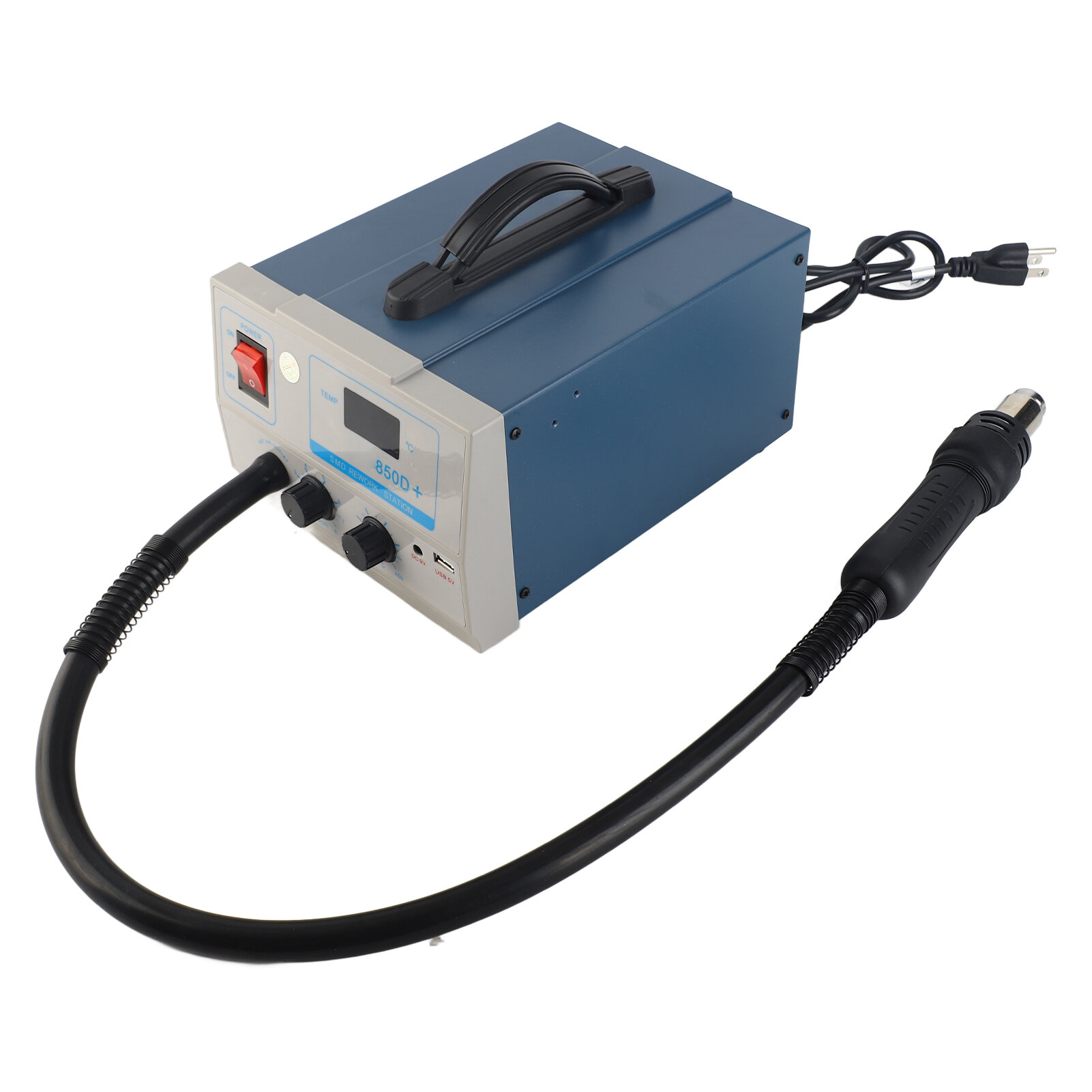 Станция для распайки горячим воздухом 850D, паяльная станция для разборки компонентов со светодиодным цифровым дисплеем, вилка стандарта США, 110 В переменного тока