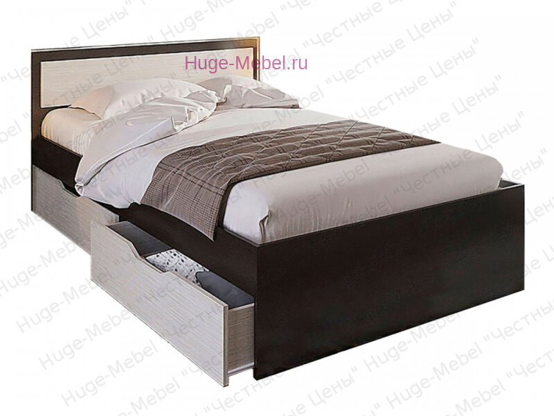 Кровать с ящиками 90х200 "Гармония КР 608 венге" Huge Mebel . Ширина 952 Высота 2032. Кровати