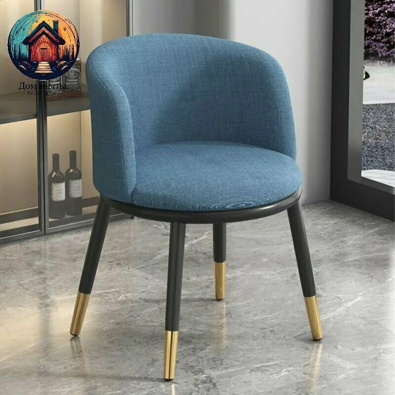 Кресло "886", обивка текстиль, с жесткими подлокотниками, с бортиками, синее