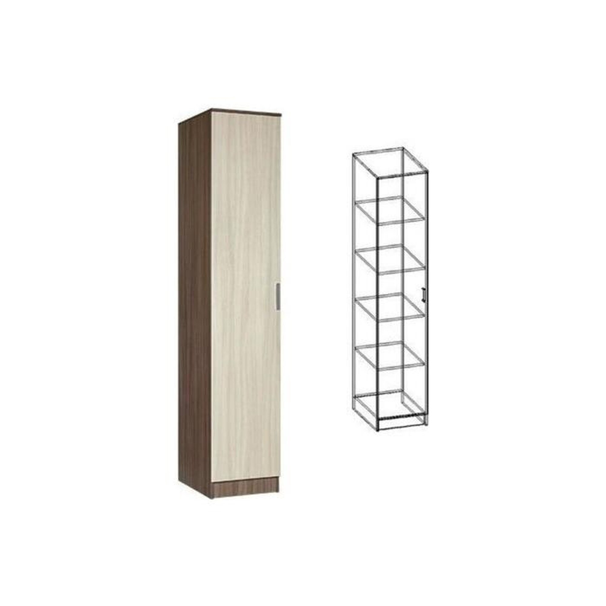 Шкаф пенал «Соло», 400×490×2200 мм, ясень шимо темный/светлый